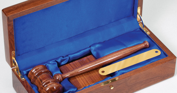 Gavel In Glossy Walnut Presentation Box