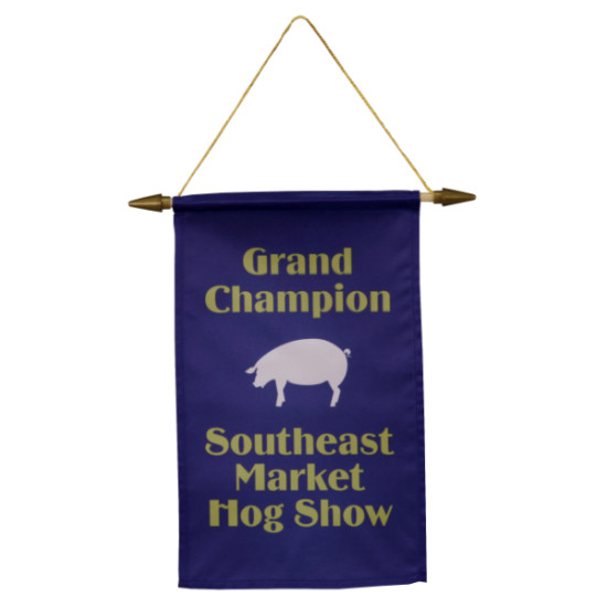 Satin Banner With Wood Dowel, Tips And Hanging Cord